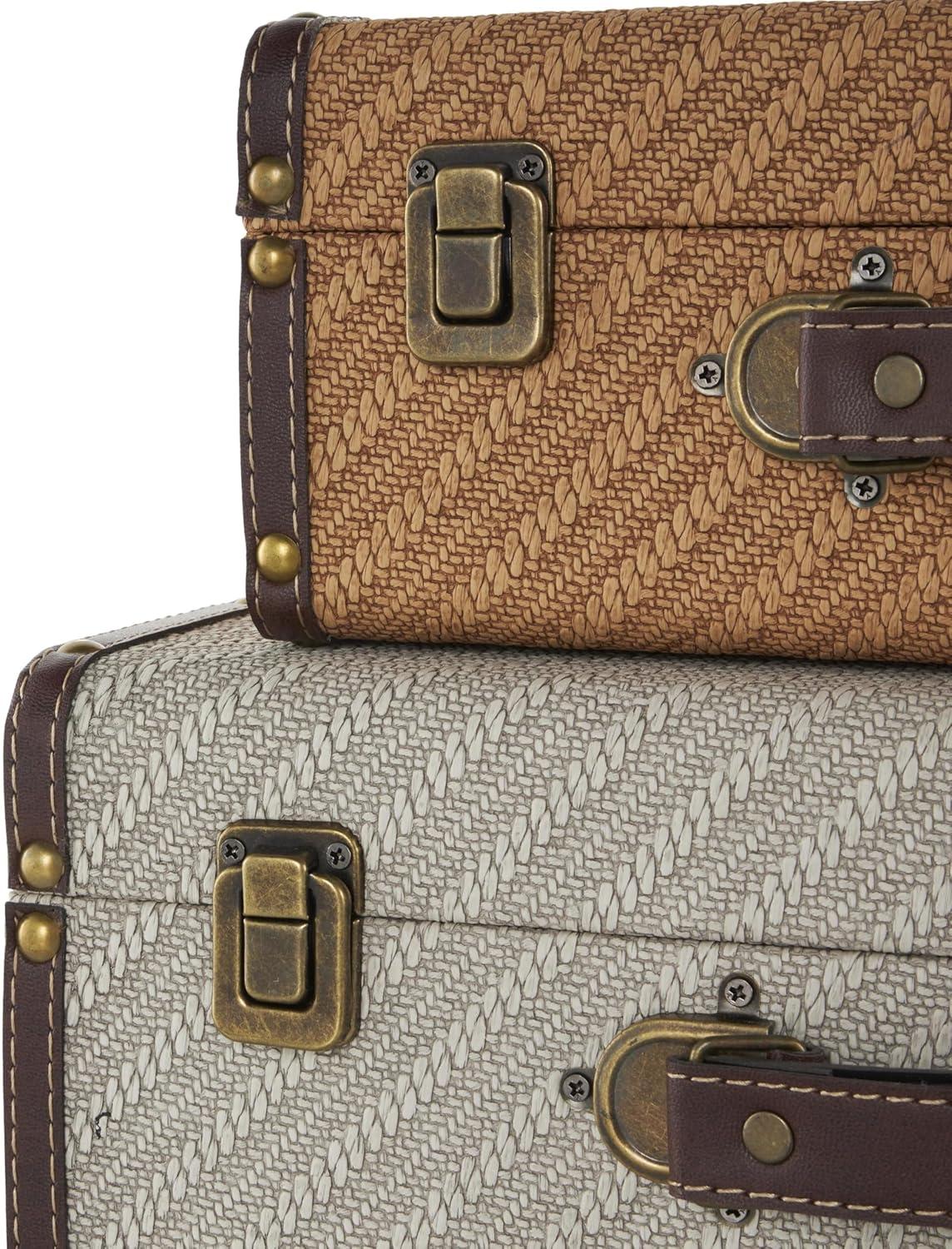 Deco 79 Wooden Decorative Trunk Vintage Studded Woven Storage ...